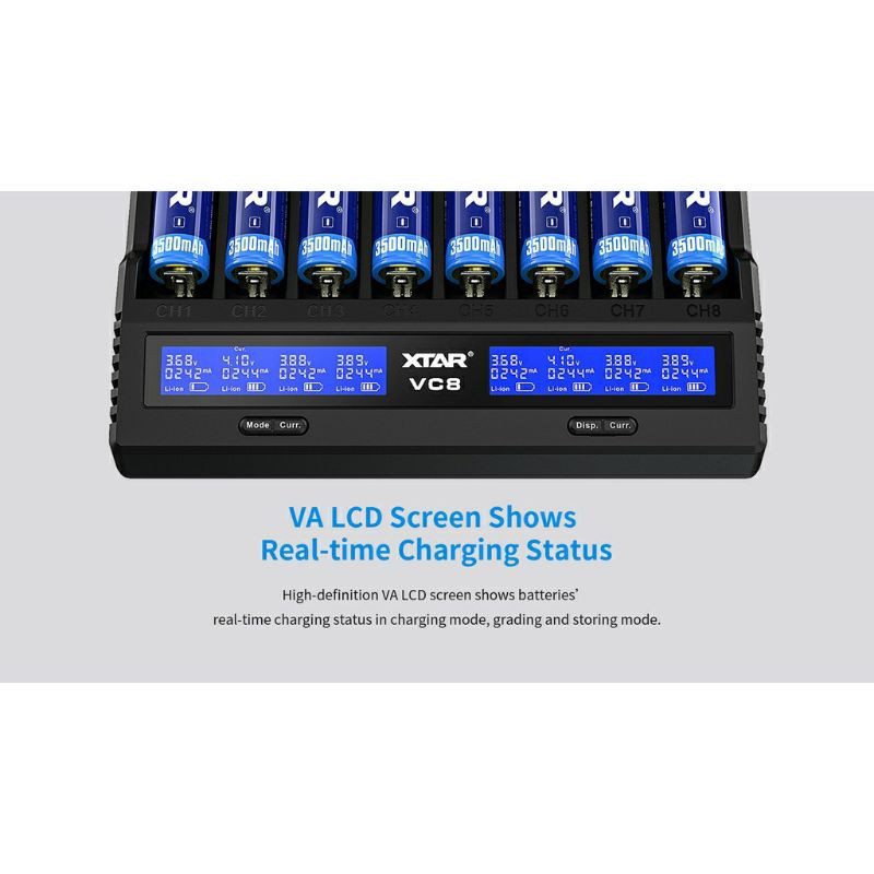 เครื่องชาร์จแบตเตอรี่อัจฉริยะ ยี่ห้อ XTAR รุ่น VC8 ชาร์จได้ 8 ช่อง ...