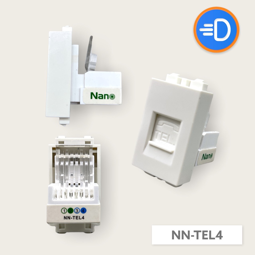 NANO NN-TEL4, NN-TEL4B (6P4C) เต้ารับโทรศัพท์ 4 สาย 1 ช่อง | Shopee Thailand