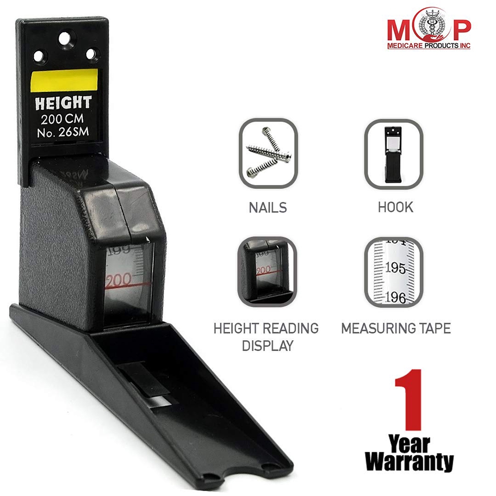 MCP 2m/200CM Roll Ruler Wall Mounted Growth Stature Meter Height Tall ...