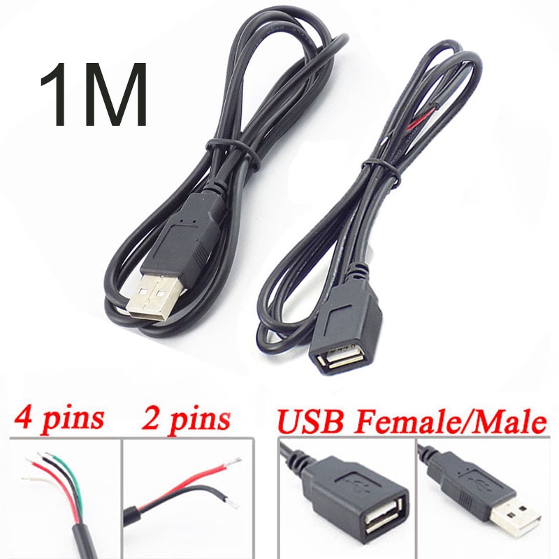 1m สาย USB 4 Pin 2 Pin Connector ชายหญิงสายไฟข้อมูลสายไฟแหล่งจ่ายไฟ ...