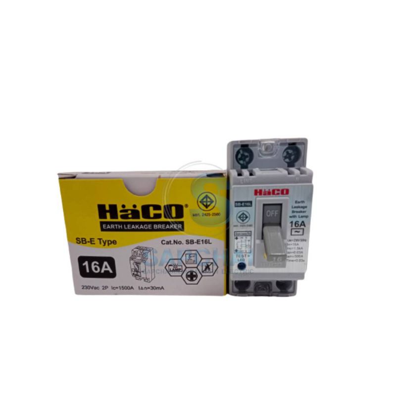 Haco เบรกเกอร์กันดูด มีสัญญาณไฟ 16A,25A,32A | Shopee Thailand