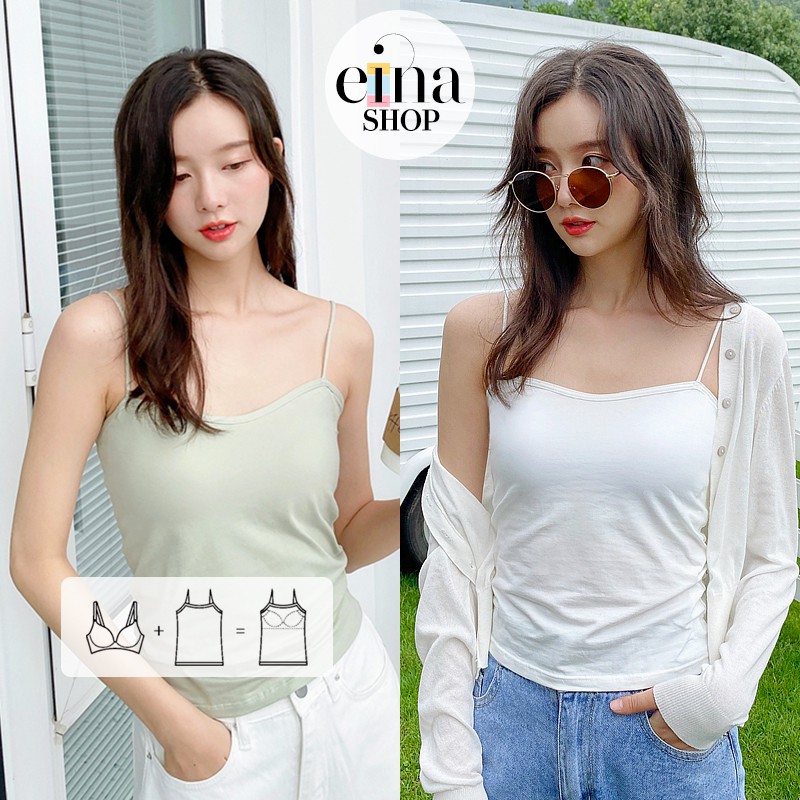 Einashop Janis Camisole with Bra Padding Candy Colour ดีไซน์ใหม่ Shopee SG Ship | Shopee Thailand