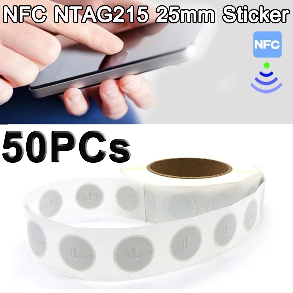 50PCs บัตร RFID NFC แบบ NTAG215 NFC 215 TAG High Performance Stickers ...