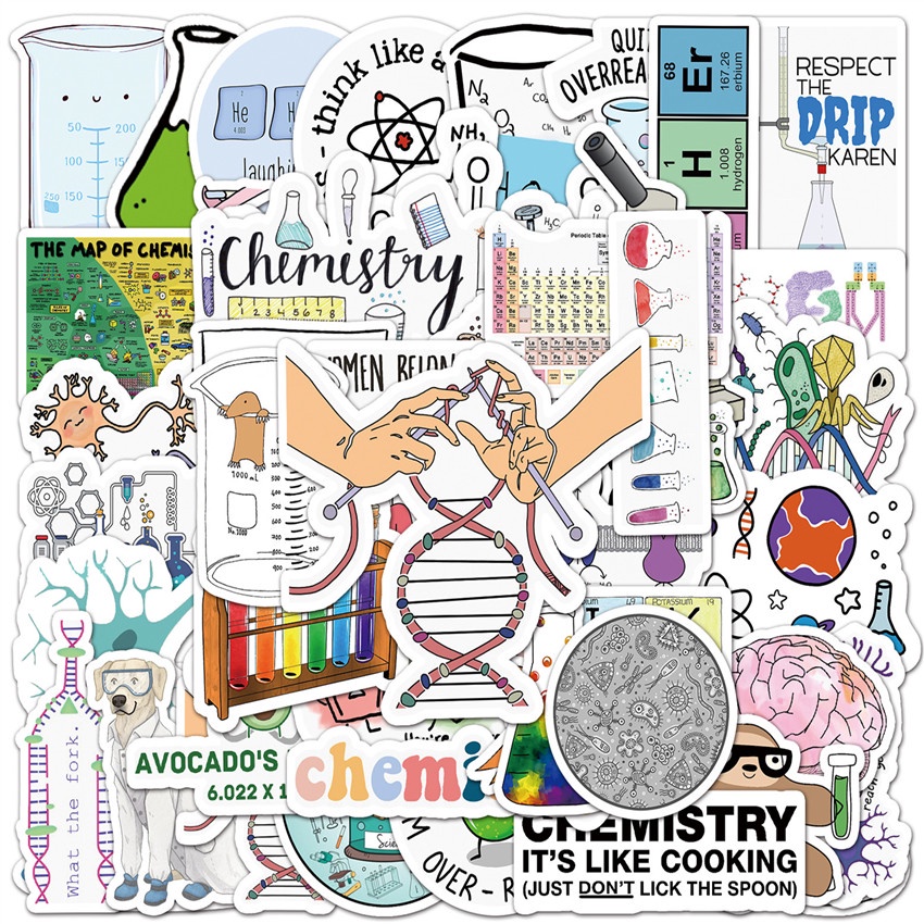Fun Science & Chemistry Laboratory Series 06 Stickers 50Pcs/Set Fashion ...