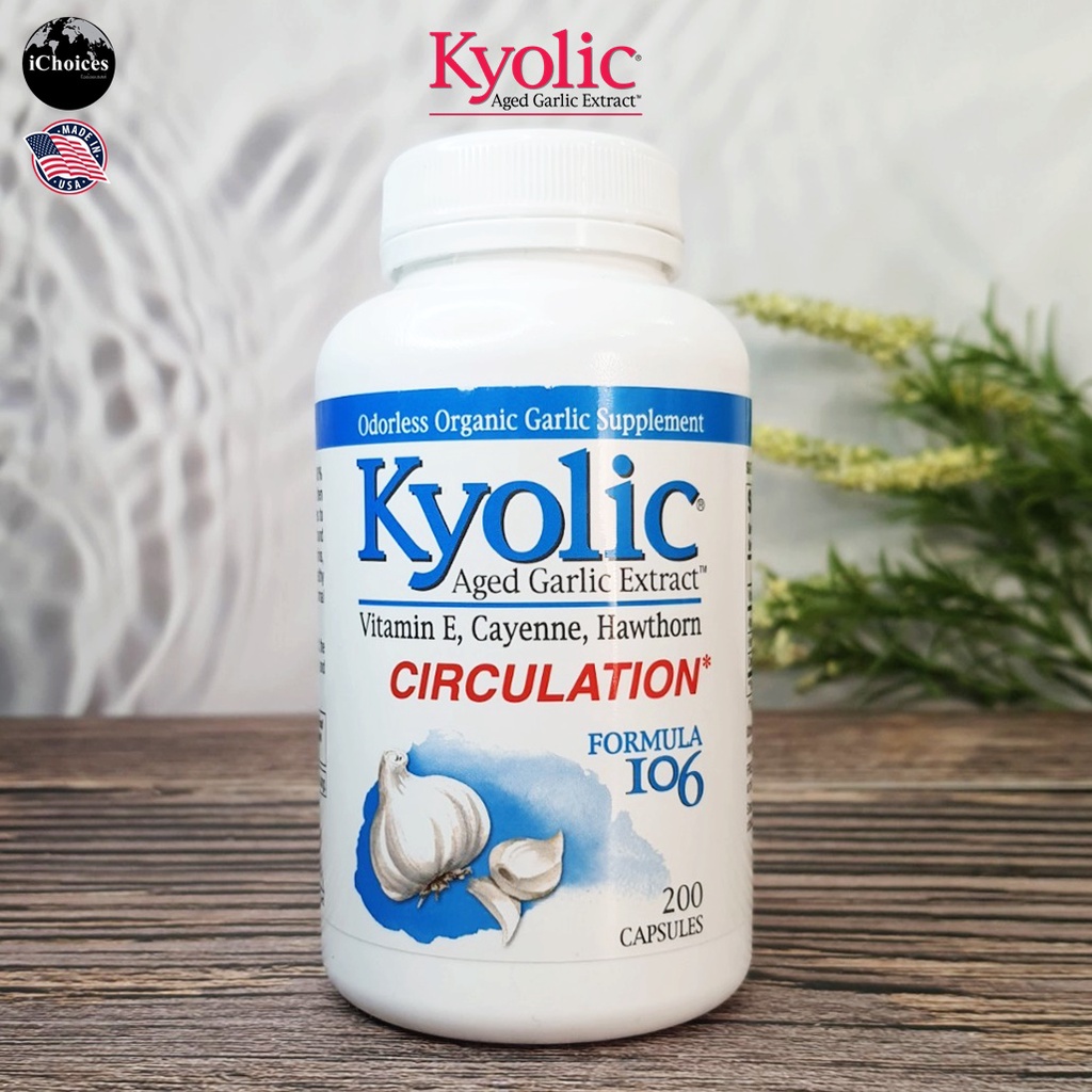 กระเทียม ไร้กลิ่น Kyolic® Aged Garlic Extract Circulation Formula 106, 200 Capsules | Shopee ...