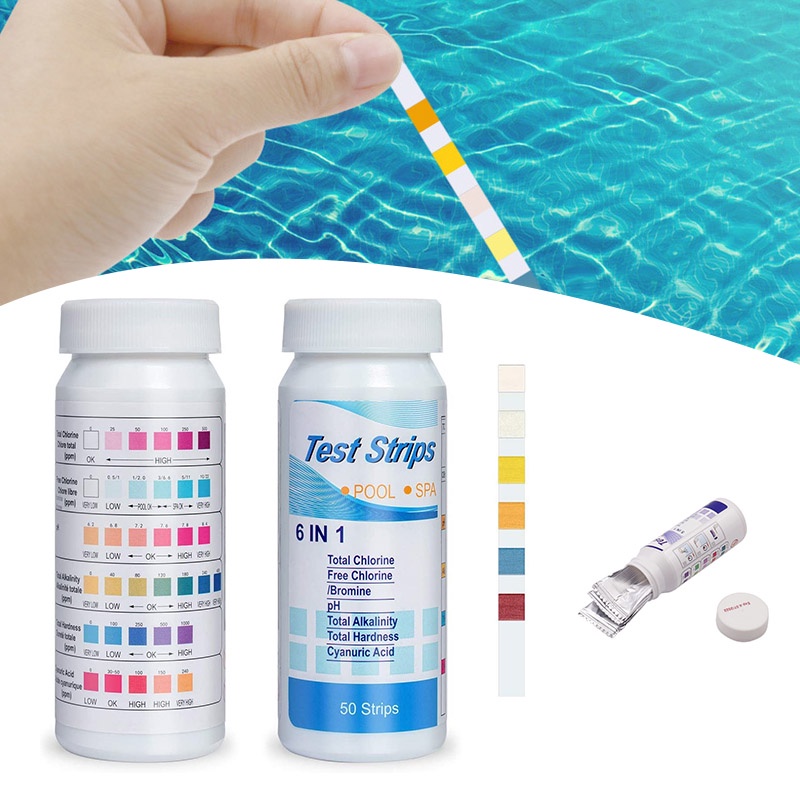 กระดาษ50 Pcs Water Quality 3/4/5/6-In-1 Swimming Pool Test Paper ...