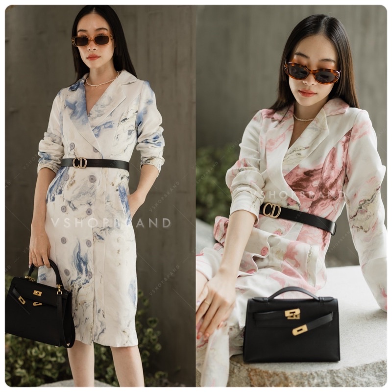 vshop #dress #เดรสทรงสูท #ชุดออกงาน #ชุดทำงาน #เดรสยาว #เดรสแขนยาว ...