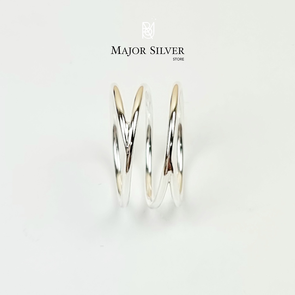 🎁 Parallel ring : แหวนลายคู่ขนาน / แหวนเกลี้ยง แฟชั่นเรียบๆ ดีไซน์โมเดิร์น สวยดูดี Major silver ...