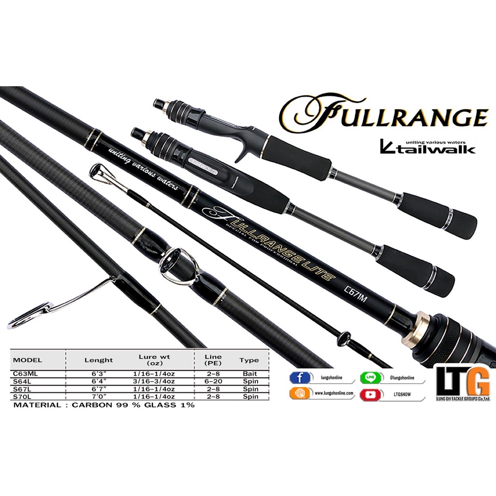คันเบ็ดตกปลา คัน TailWalk Fullrange 1 ท่อน ด้าม EVA | Shopee Thailand