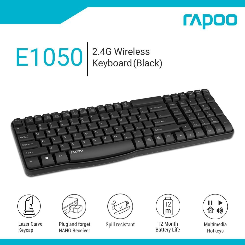 คีย์บอร์ด Rapoo E1050 Wireless Keyboard คีย์บอร์ดไร้สาย | Shopee Thailand
