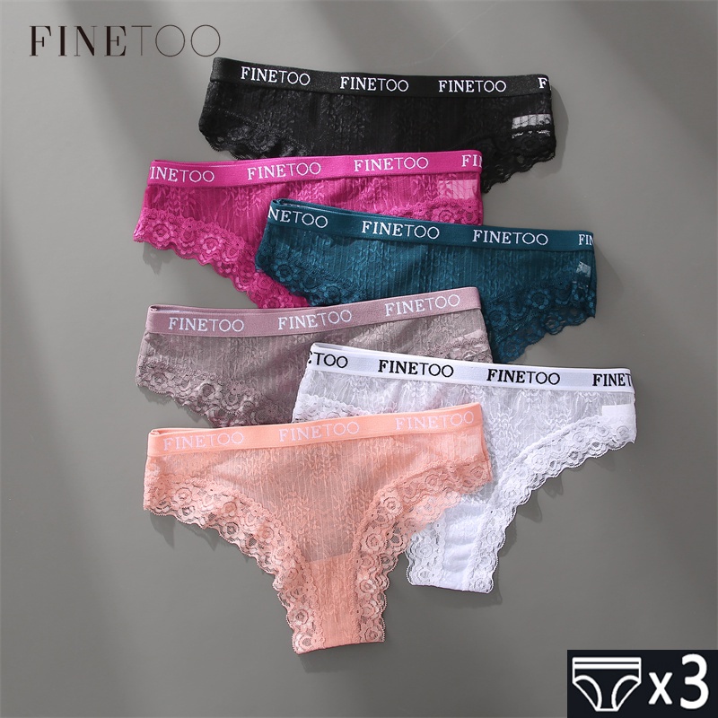 Finetoo 3 ชิ้น / เซต ผู้หญิง ชุดชั้นในจดหมาย คาดเอว กางเกงชั้นใน S-XL ...