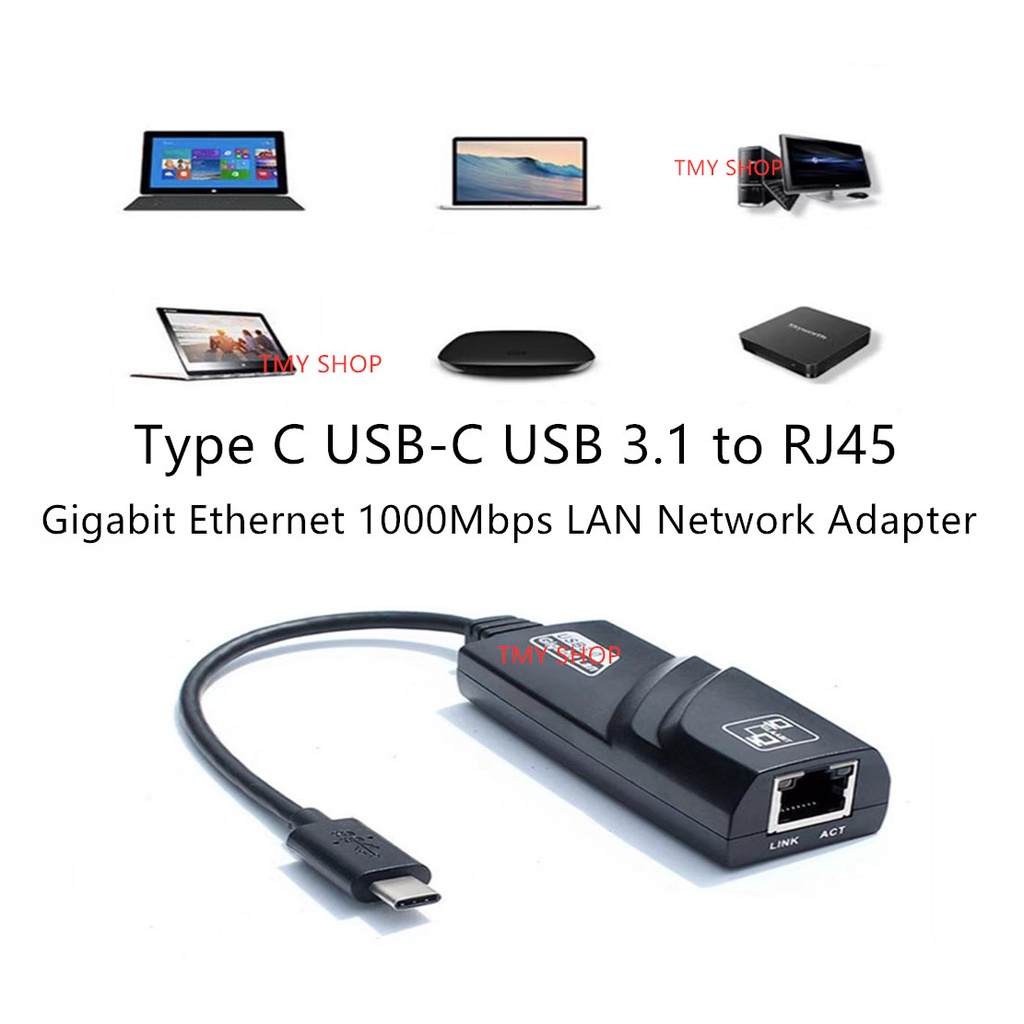 Type C USB-C 3.1 to RJ45 Gigabit Ethernet 1000Mbps LAN Network Adapter ...