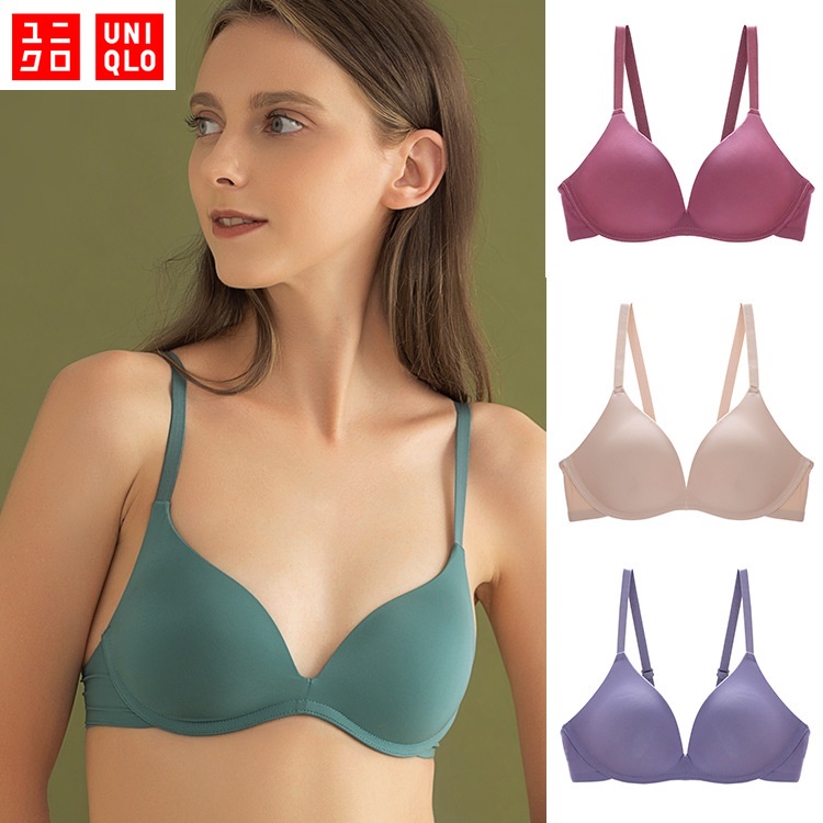 Uniqlo 2 ชิ้น เซตชุดชั้นใน ระบายอากาศ สายรัดขนาดใหญ่ ไม่มีรอยต่อ ไม่มีขอบ รวบรวม สปอร์ตบรา นอน ...