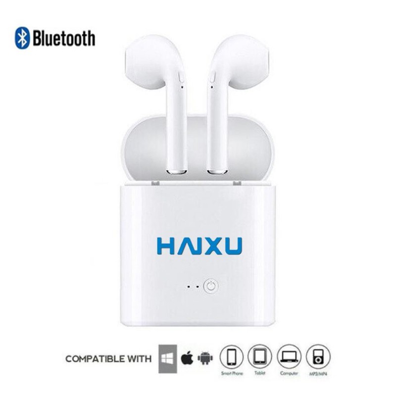 Haixu i7S ชุดหูฟังไร้สาย 2 ทิศทางพร้อมเคส Bluetooth V4.2 + DER | Shopee Thailand