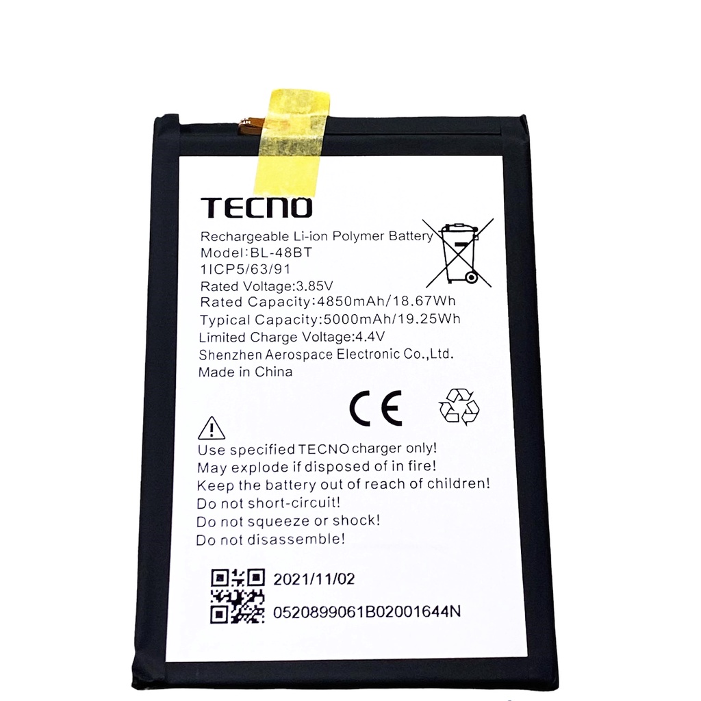 แบตเตอรี่ ของแท้ศูนย์ สำหรับรุ่น Tecno (BL-48BT) รับประกัน 3 เดือน แบต ...