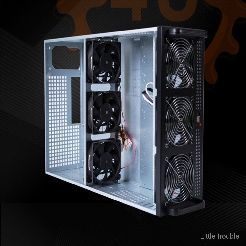 คอมพิวเตอร์ 6/8 GPU Miner Mining Rig Metal Case Computer ETH/ETC/ZEC ...