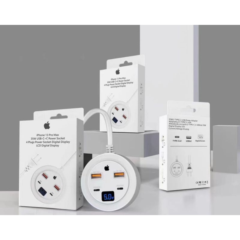 4Ports Multifunction USB Charger Quick Charging Smart Plug Power Strip 20W 2-TYPECกับ2-USB 4 ...