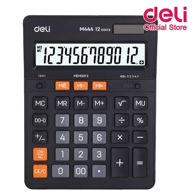 Deli M444 เครื่องคิดเลขแบบตั้งโต๊ะ 12 หลัก เครื่องคิดเลข Calculator Plastic-12 digits-adjustable ...