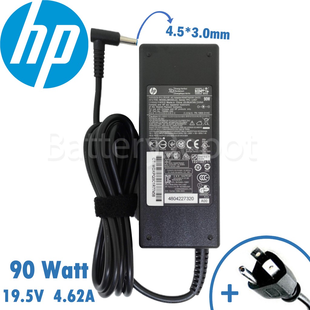 HP Adapter ของแท้ 19.5V/4.62A 90W หัวขนาด 4.5*3.0mm สายชาร์จ เอชพี อะแด ...