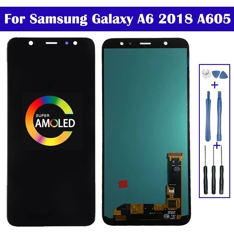 AMOLED สำหรับ Samsung A6 Plus 2018จอแสดงผล A605จอแสดงผล LCD Touch ...