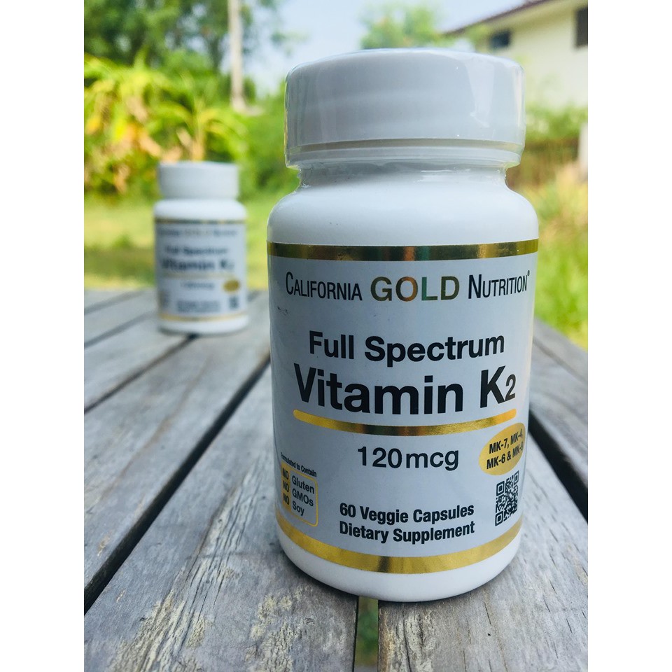 Vitamin K2 120 mcg 60 Veg Capsules วิตามินเคสอง (California Gold Nutrition) ป้องกันกระดูกพรุน ...