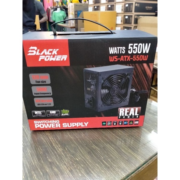 POWER SUPPLY (อุปกรณ์จ่ายไฟ) BLACK POWER WATTS 550 WS-ATX-550W (GPS-001) (พร้อมสายไฟ ac ...