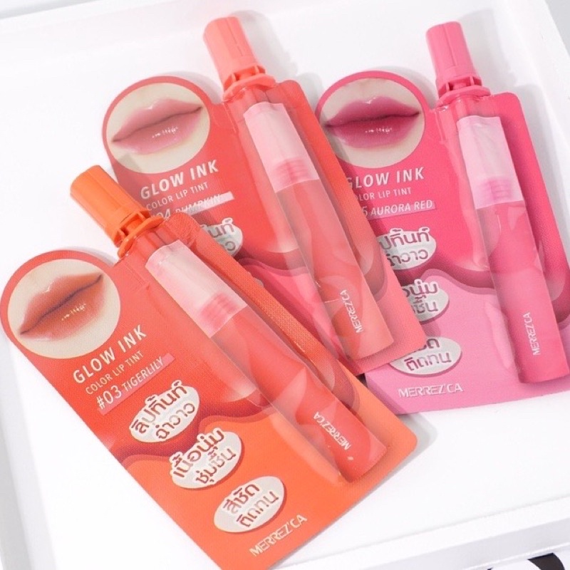 Merrezca Glow Ink Color Lip Tint เมอเรสก้า ลิป ทิ้น เนื้อสัมผัสนุ่มลื่น ...