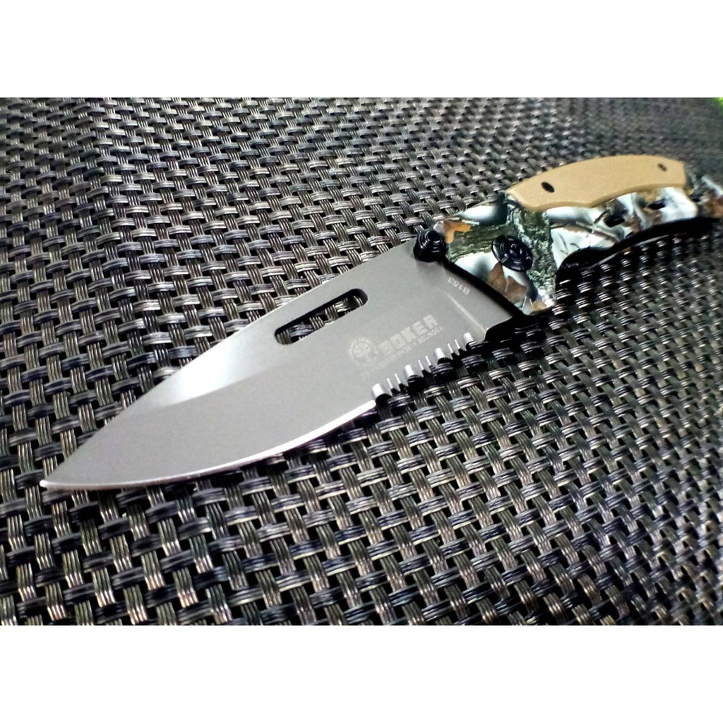 BOKER No.B153 มีดพับแบรนด์ BOKER ลายพราง ใบตัดเชือก ใบมีดยาว 3.5 นิ้ว ระบบล็อคแบบ Liner Lock ...