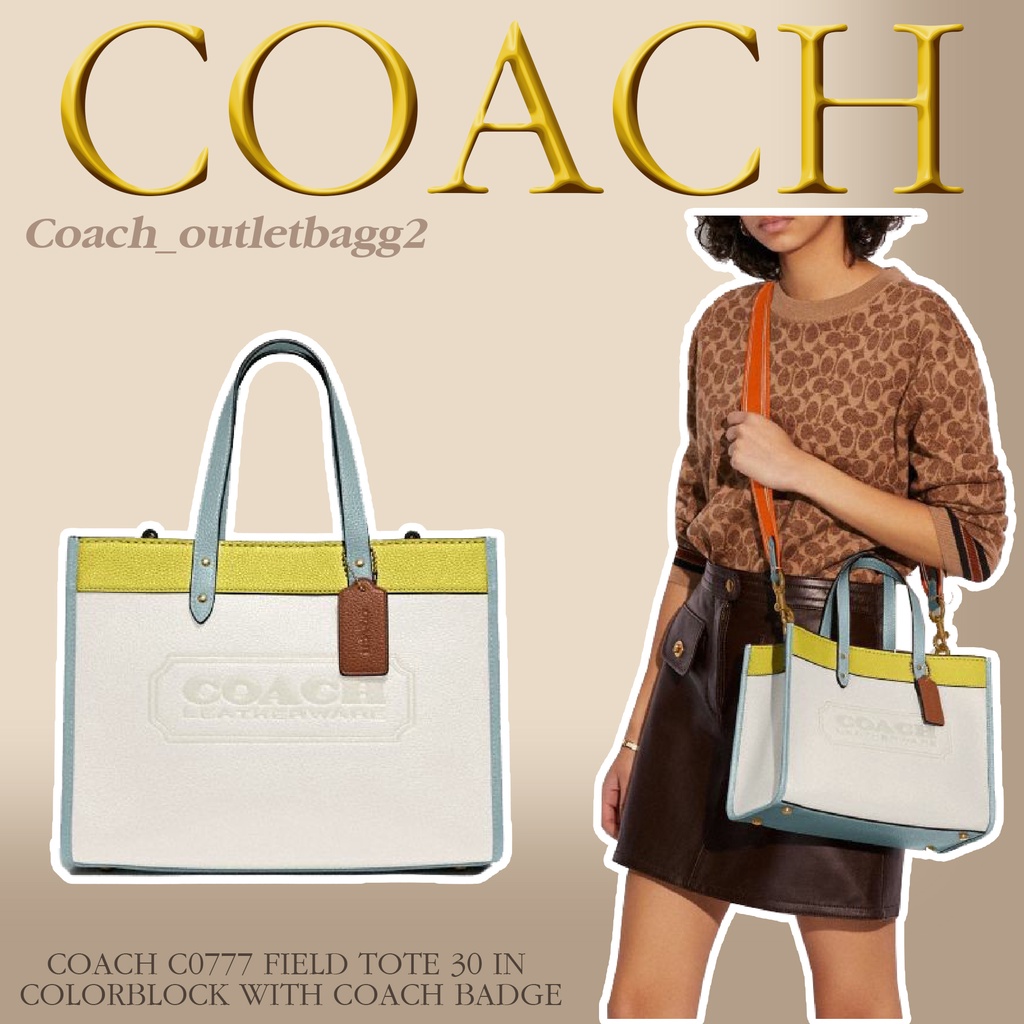 COACH FIELD TOTE 30 IN COLORBLOCK WITH COACH BADGE ((C0777)) | Shopee ...