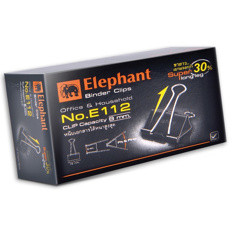 (12 ชิ้น) คลิปหนีบ ตราช้าง เบอร์ E108/E109/E110/E111/E112 | Shopee Thailand
