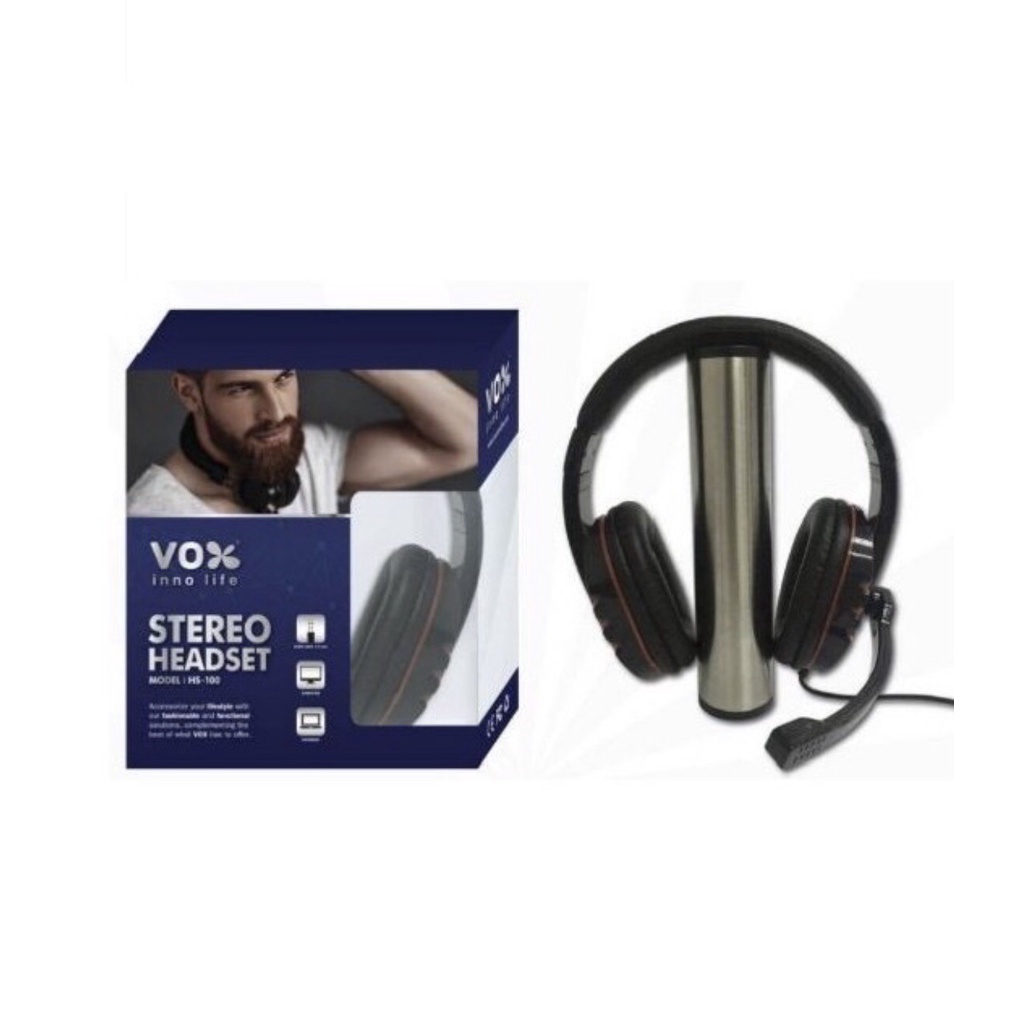 หูฟังสเตอริโอ พร้อมไมค์ในตัว vox รุ่น headset HS-100 ใช้กับคอมพิวเตอร์ ...