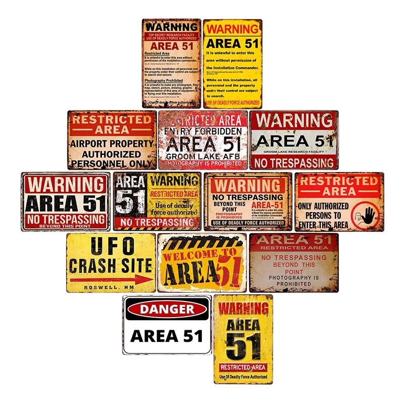 2024 Warning Area 51 Metal Tin Sign UFO Vintage Wall Plaques Art Poster ...