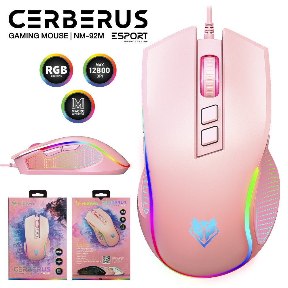 เมาส์เกมมิ่ง NUBWO NM-92M CERBERUS MACRO มีไฟ RGB ปรับ DPI ได้ ใช้งาน ...