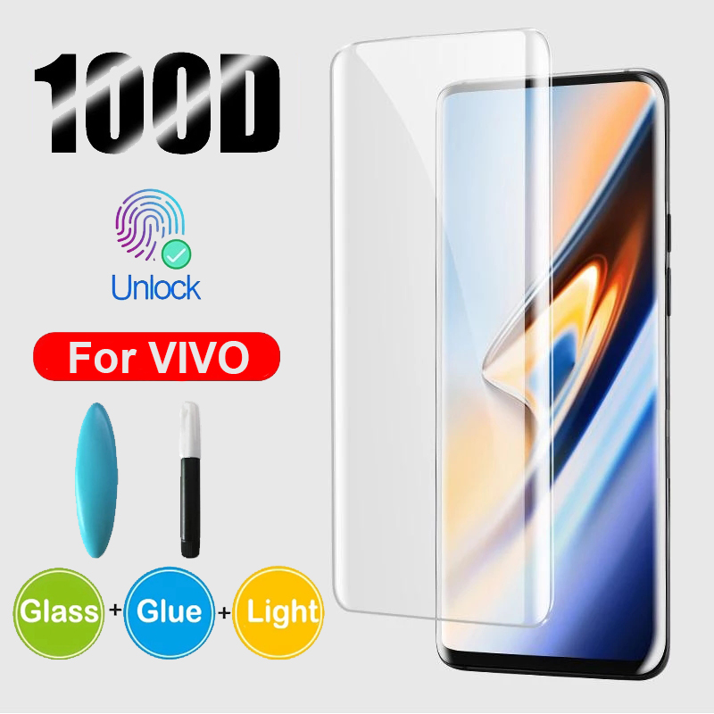 ฟิล์มกระจกนิรภัยกันรอยหน้าจอ UV แบบโค้ง สําหรับ VIVO V50 V40e V40 V30e V30 V29 Lite V27 V25 S17 ...