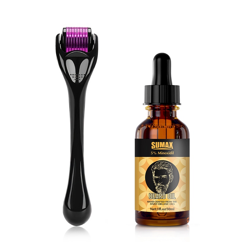 30ml Beard Growth Kit Beard Roller ผู้ชาย Beard Growth Oil พร้อม Beard Roller Microneedle Roller ...