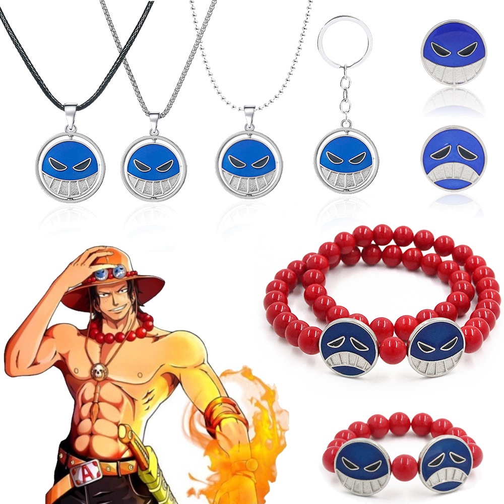 สร้อยคอเรซิ่น สองด้าน ลาย One Piece Fire Fist Ace Smiling Face Crying ...