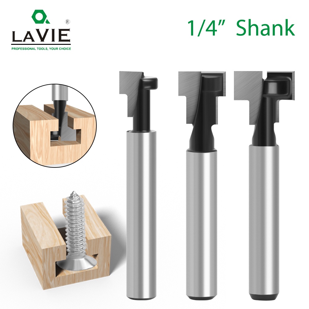 LAVIE 3 ชิ้น 1/4 T-Slot เครื่องตัด Router Bit ชุด Hex Bolt Key Hole ...