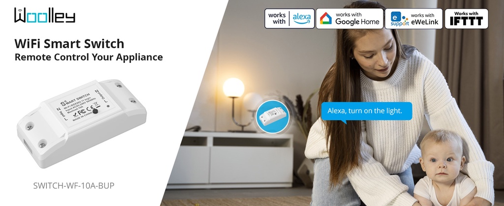 Woolley Switch-WF-BUP 16A WiFi สวิตช์อัจฉริยะ เบรกเกอร์ ตั้งเวลา APP รี ...