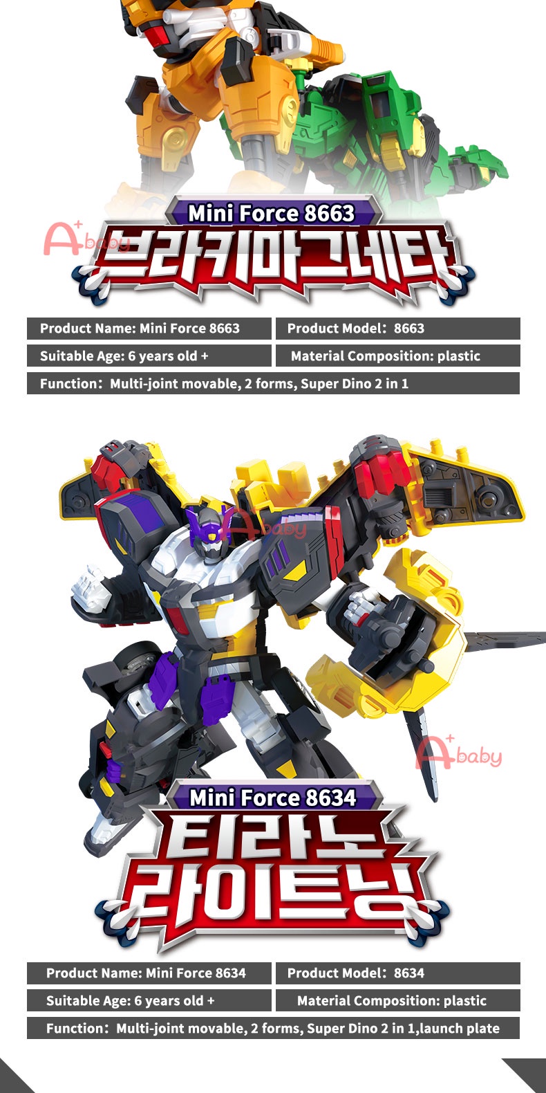 Mini Force หุ่นยนต์ของเล่น ซุปเปอร์ไดโน่ พาวเวอร์ ของแท้ ขนาดเล็ก ...