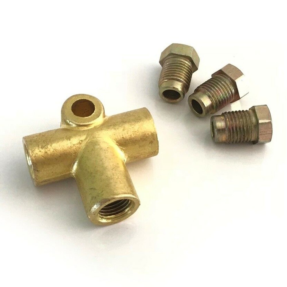 3-Way Brake T Piece Tee W/ 3 Male Nuts Short Union Metric M10 3/16" ข้อ ...