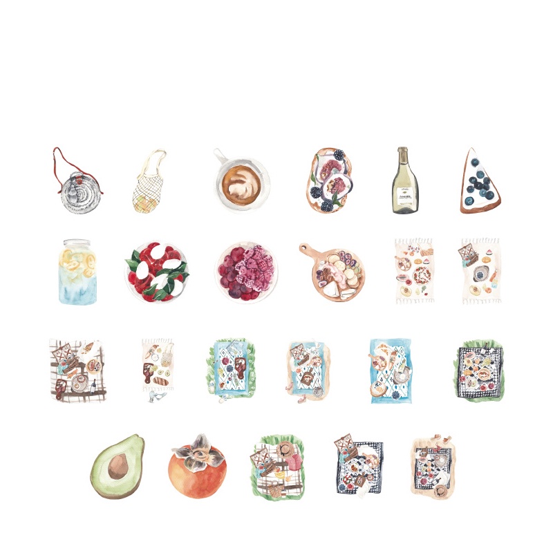 46 ชิ้นสติกเกอร์ชนิดบรรจุกล่อง Picnic Breeze Retro คู่มือไดอารี่ DIY ...