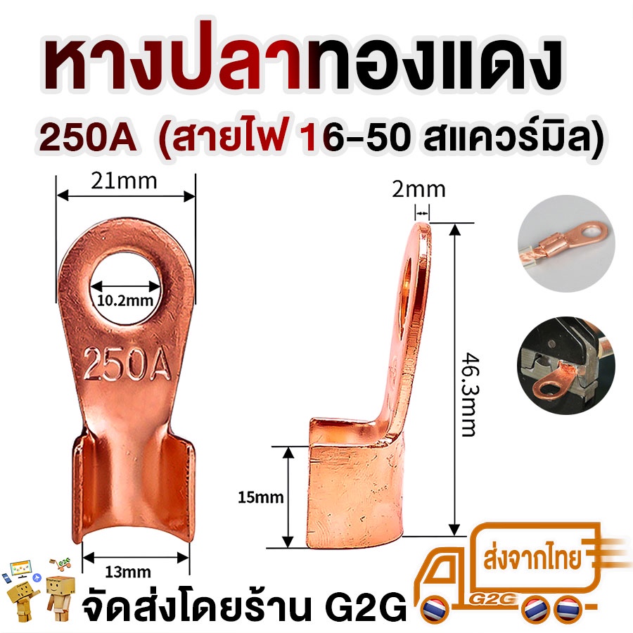 หางปลาทองแดง สำหรับต่อสายไฟ Crimp terminal 3A-600A มีให้เลือกหลายขนาด ...