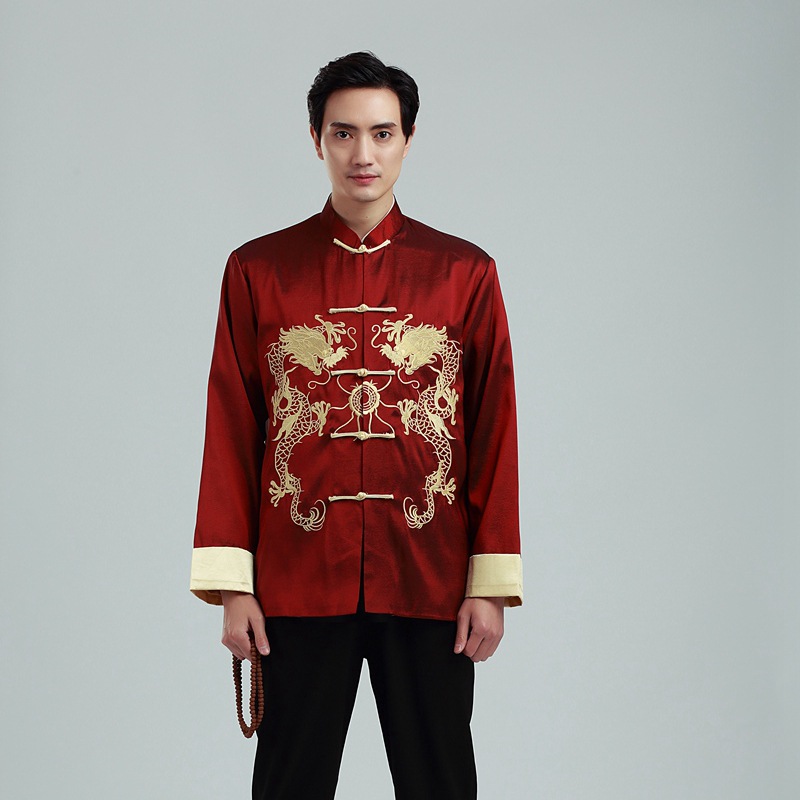 จีน Tang Suit มังกรเย็บปักถักร้อยเสื้อผ้าเครื่องแต่งกายแต่งงานผู้ชาย ...