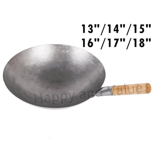 ข้อเสนอพิเศษ 1 PCS Carbon Steel Deep Shape Wok with Wood Handler (13 ...