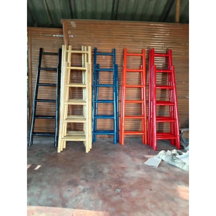 บันไดพาดผ้า บันไดไม้ไผ่ ราวพาดผ้า สูง 150 cm. 180 cm บันไดพิงผนัง บันได ...