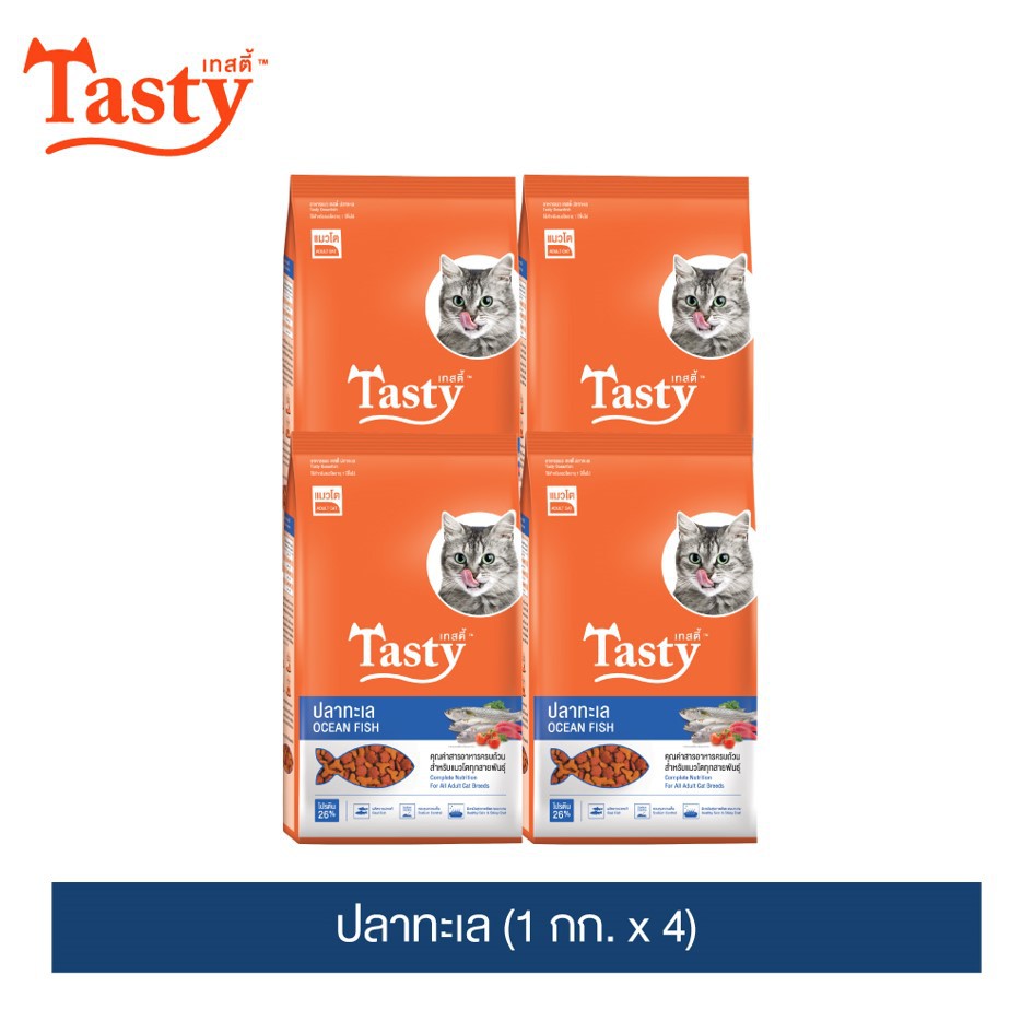 เทสตี้ อาหารแมว 1 กก.x4 แพค / Tasty 1 kg. X 4 packs | Shopee Thailand