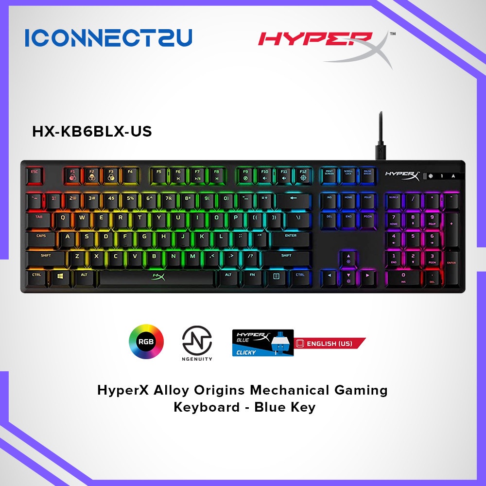 Hyperx Alloy Origins Gaming Mechanical Keyboard - Blue Key(HX-KB6BLX-US ...