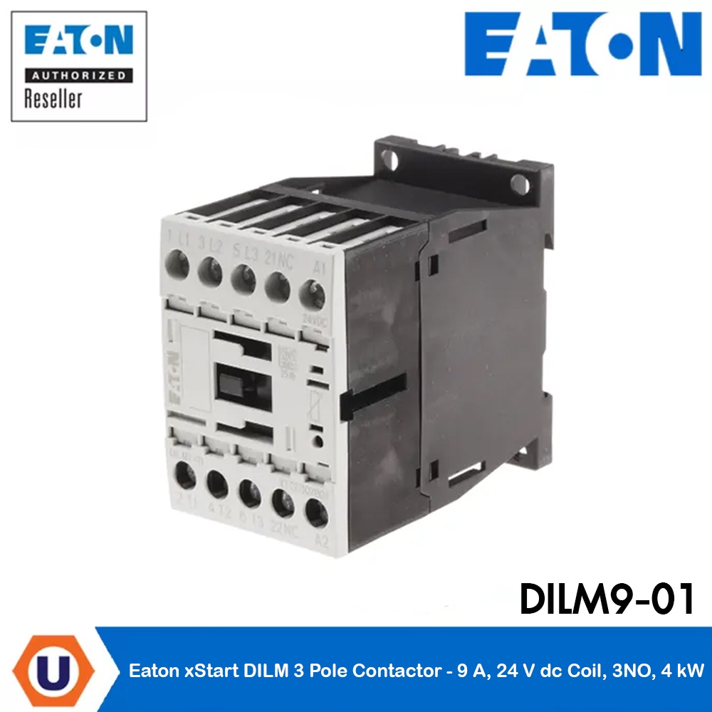 Eaton xStart DILM 3 Pole Contactor - 9 A, 24 V dc Coil, 3NO, 4 kW รหัส ...