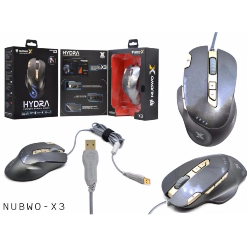 NUBWO X HYDRA Extreme Gaming Mouseรุ่นX3 Silver Gold#741 | Shopee Thailand