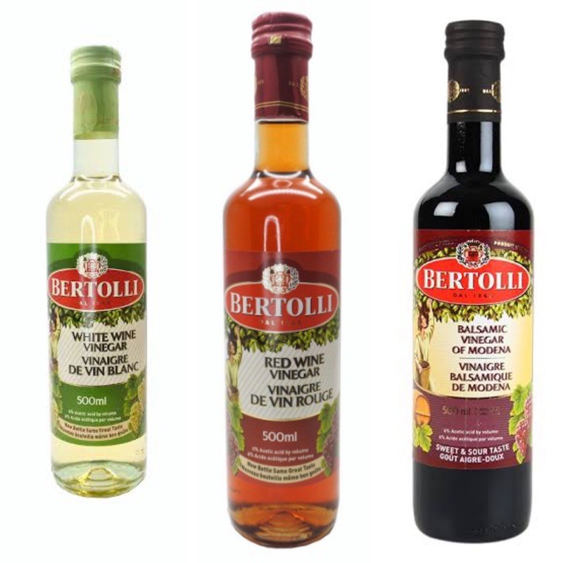 Bertolli White Wine Vinegar 500 ml. น้ำส้มไวน์ขาว แบร์ทอลลี / Red Wine ...